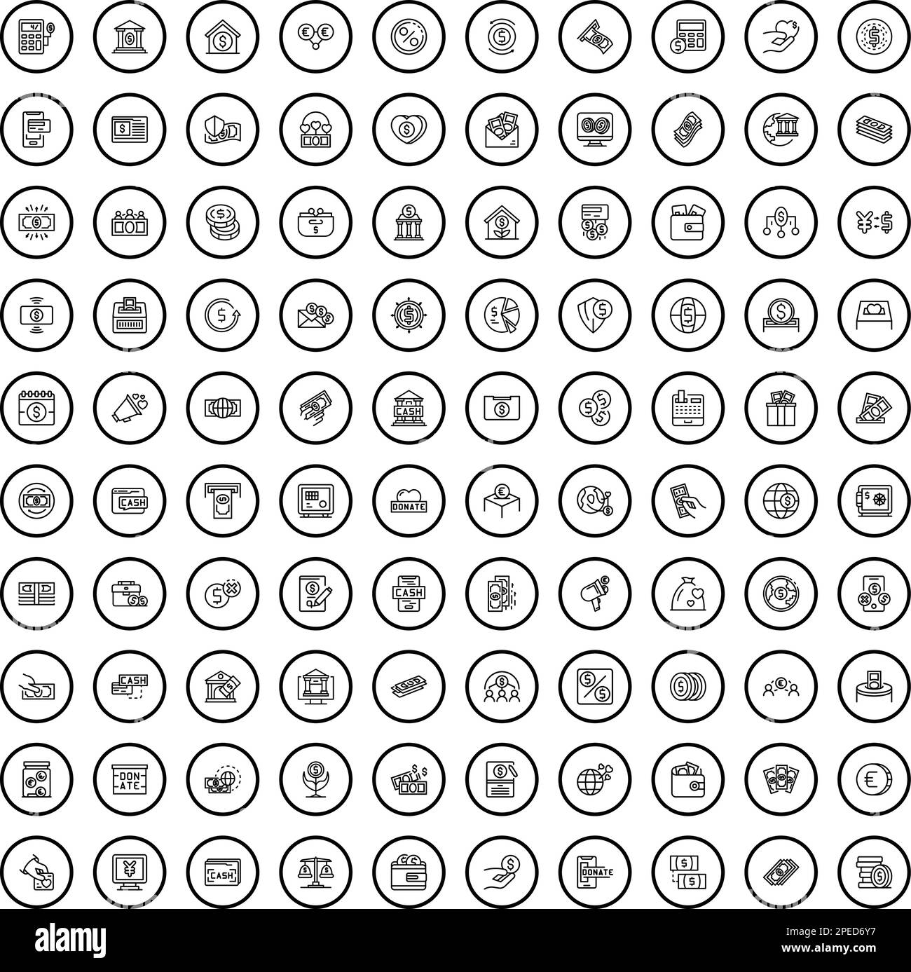 100 coin icons set. Outline illustration of 100 coin icons vector set ...