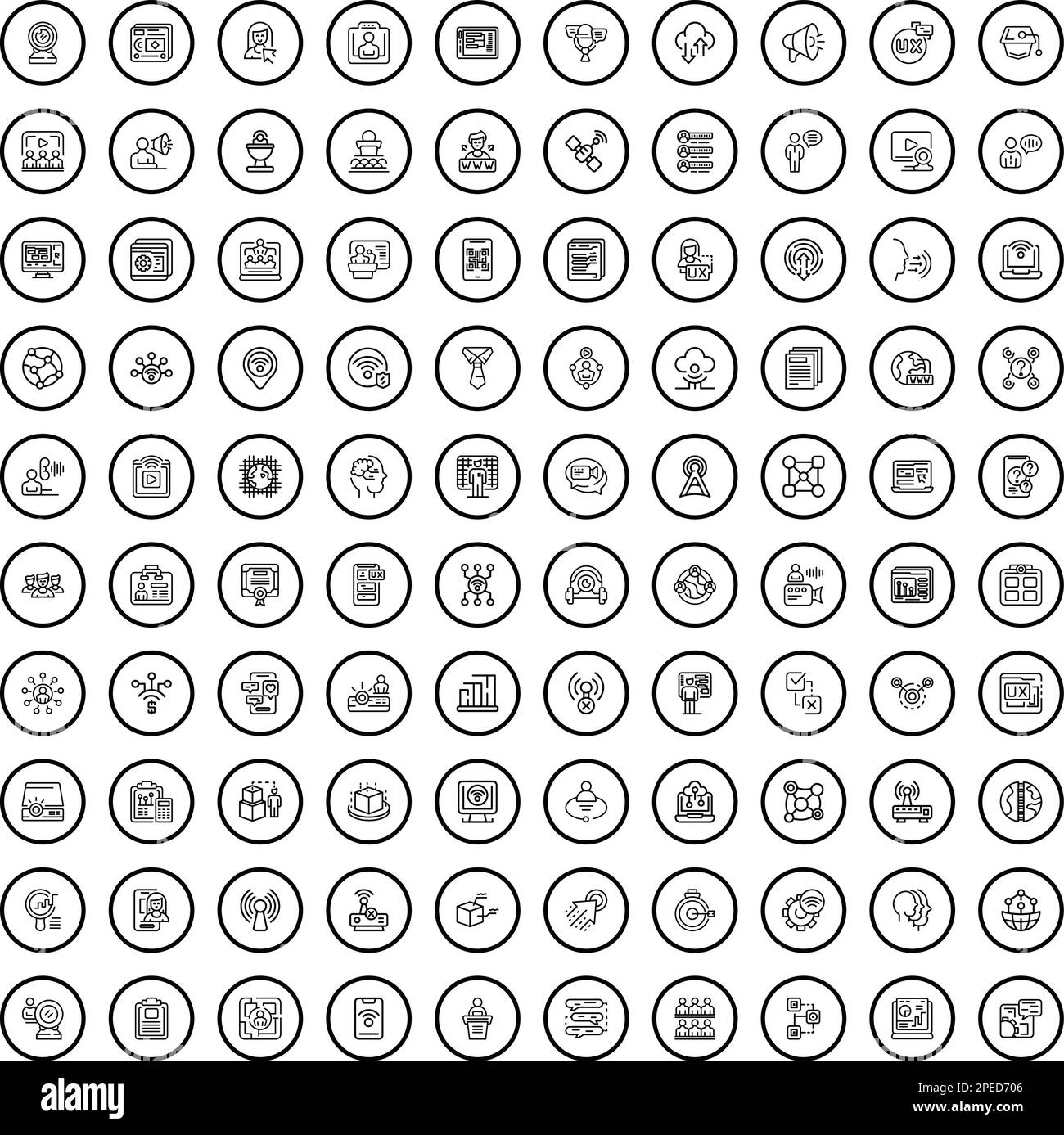 100 communication icons set. Outline illustration of 100 communication ...