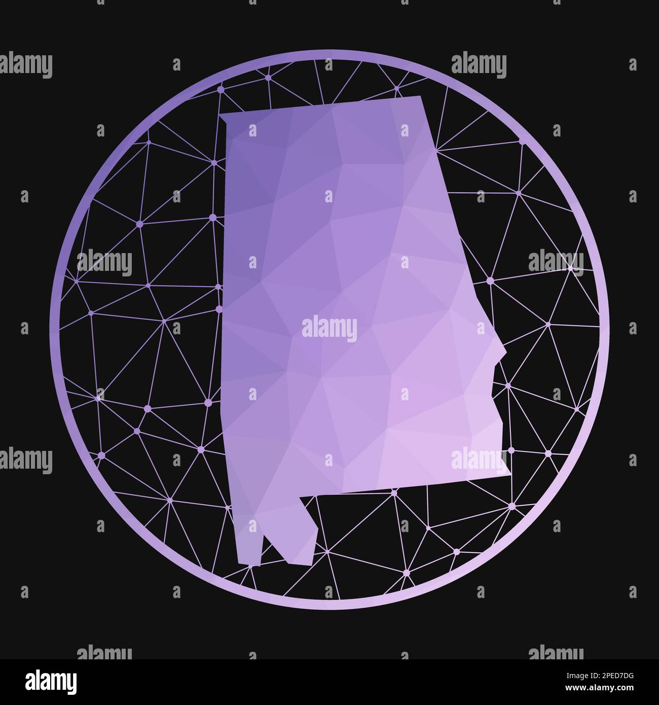 Alabama icon. Vector polygonal map of the us state. Alabama icon in ...