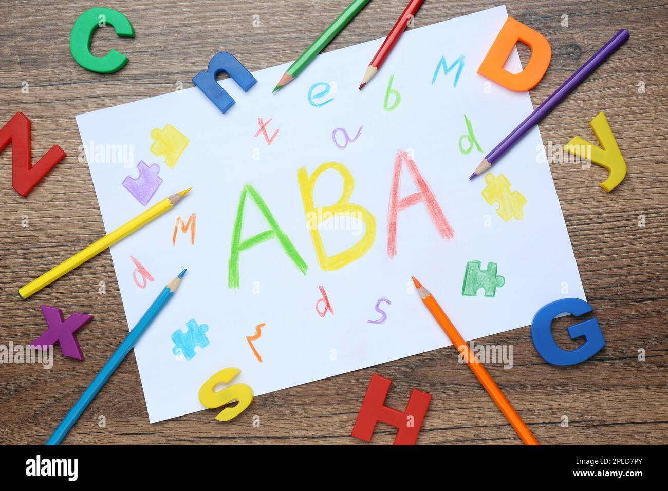 Sheet of paper with abbreviation ABA (Applied behavior analysis ...