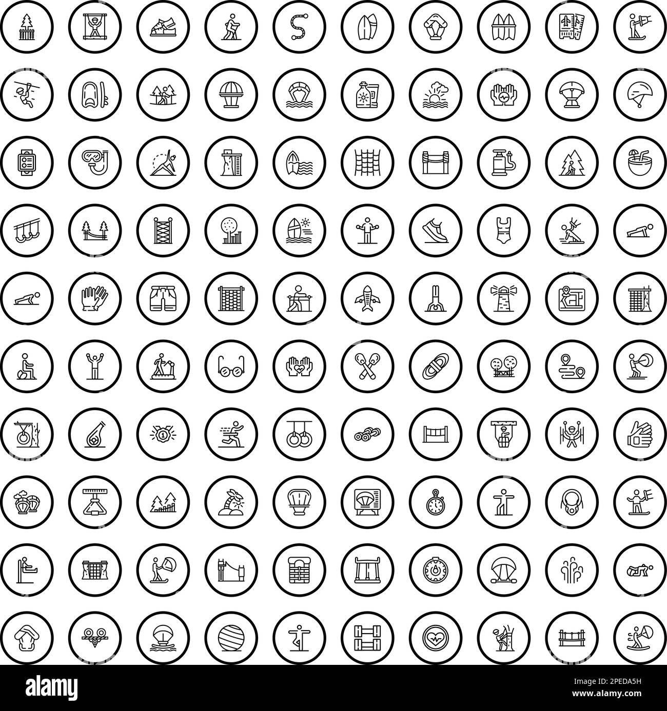 100 activity icons set. Outline illustration of 100 activity icons ...