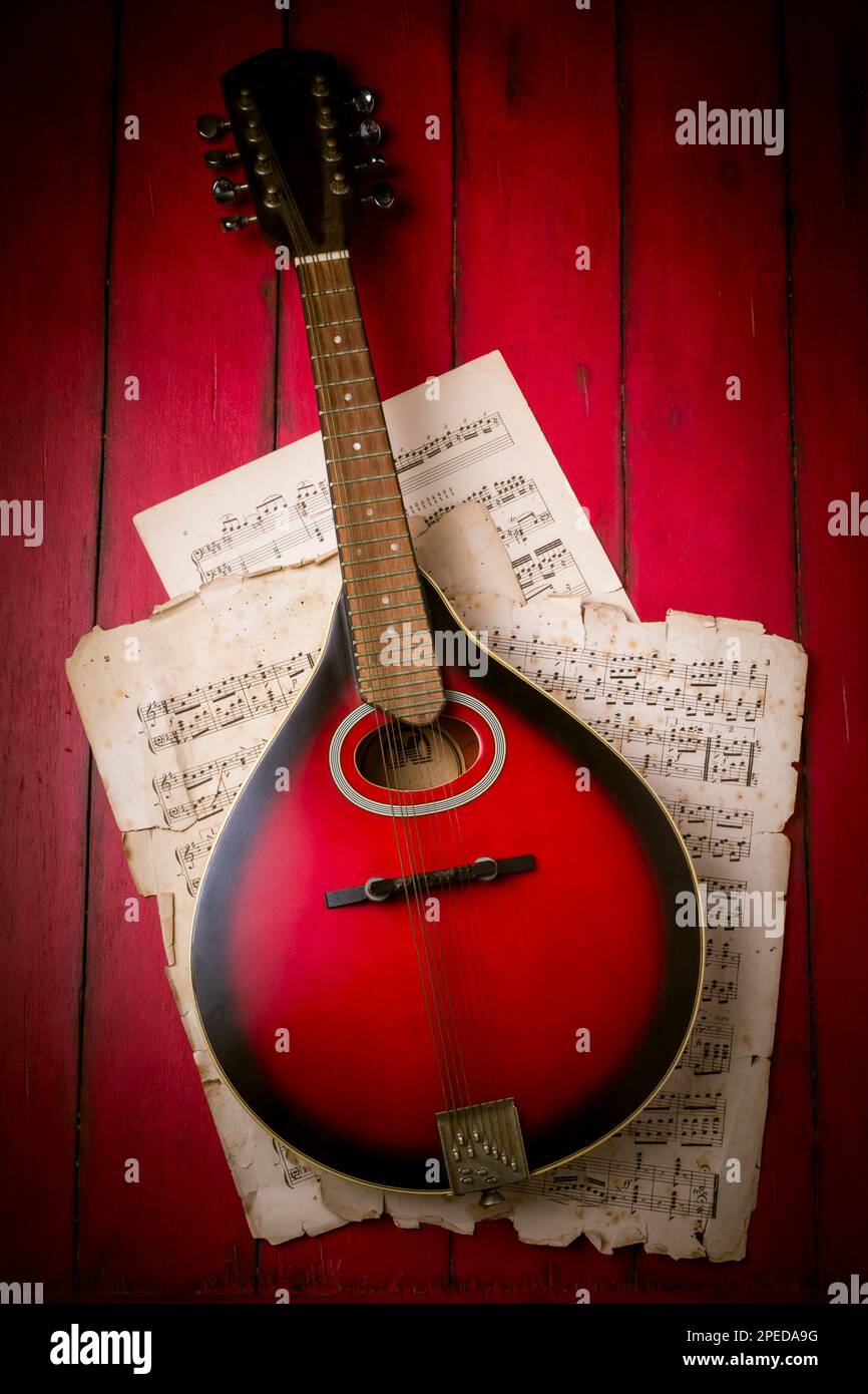 Red On Red Mandolin Stock Photo - Alamy