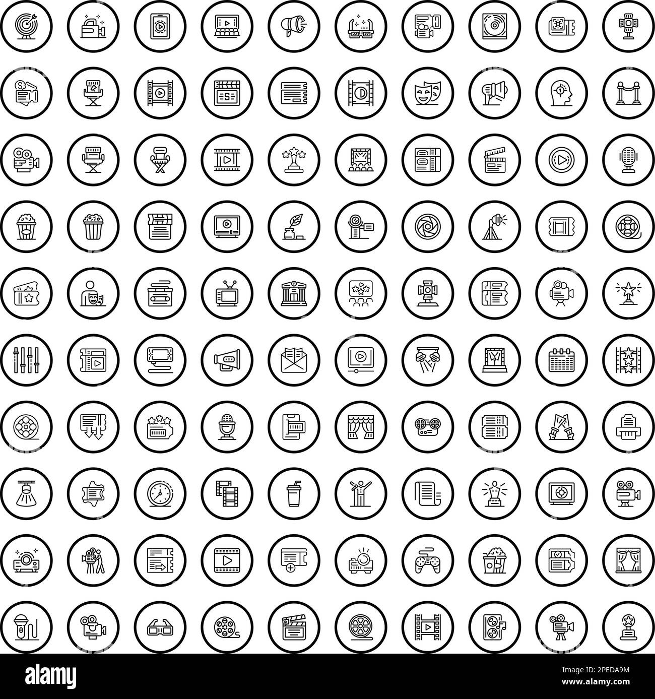 100 Actor Icons Set Outline Illustration Of 100 Actor Icons Vector Set Isolated On White