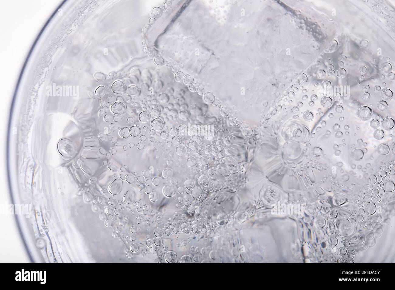 Top view of soda water with ice in glass Stock Photo - Alamy
