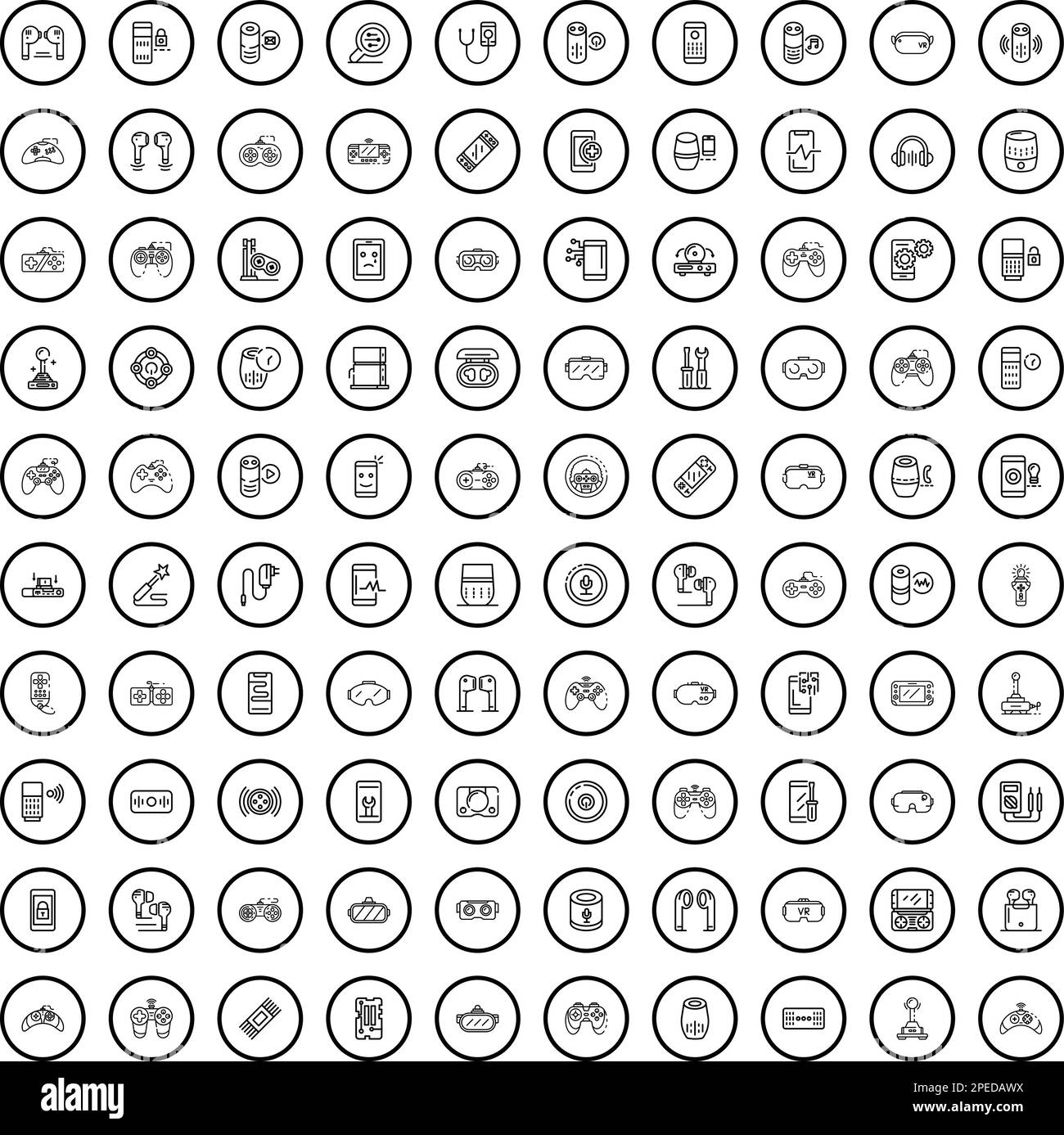 100 device icons set. Outline illustration of 100 device icons vector ...