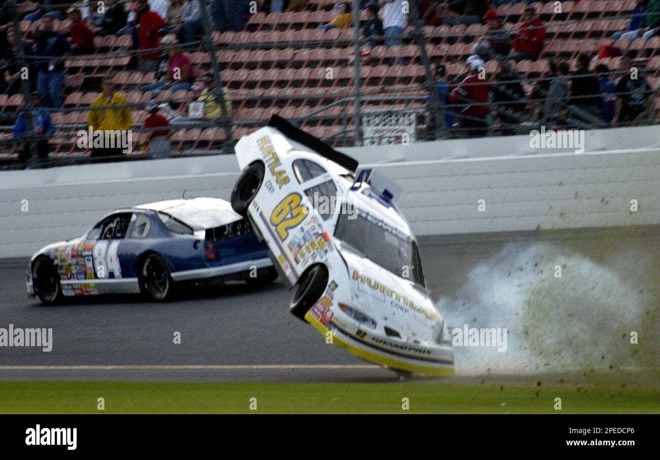 ARCA driver Clair Zimmerman in the number 62 car goes airborne as he ...