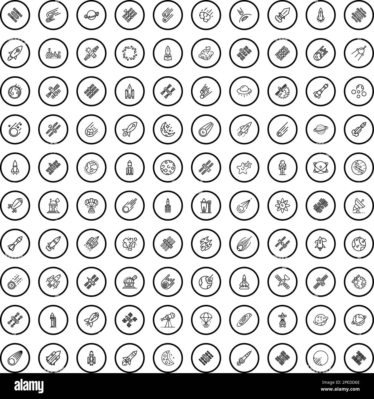 100 space icons set. Outline illustration of 100 space icons vector set ...