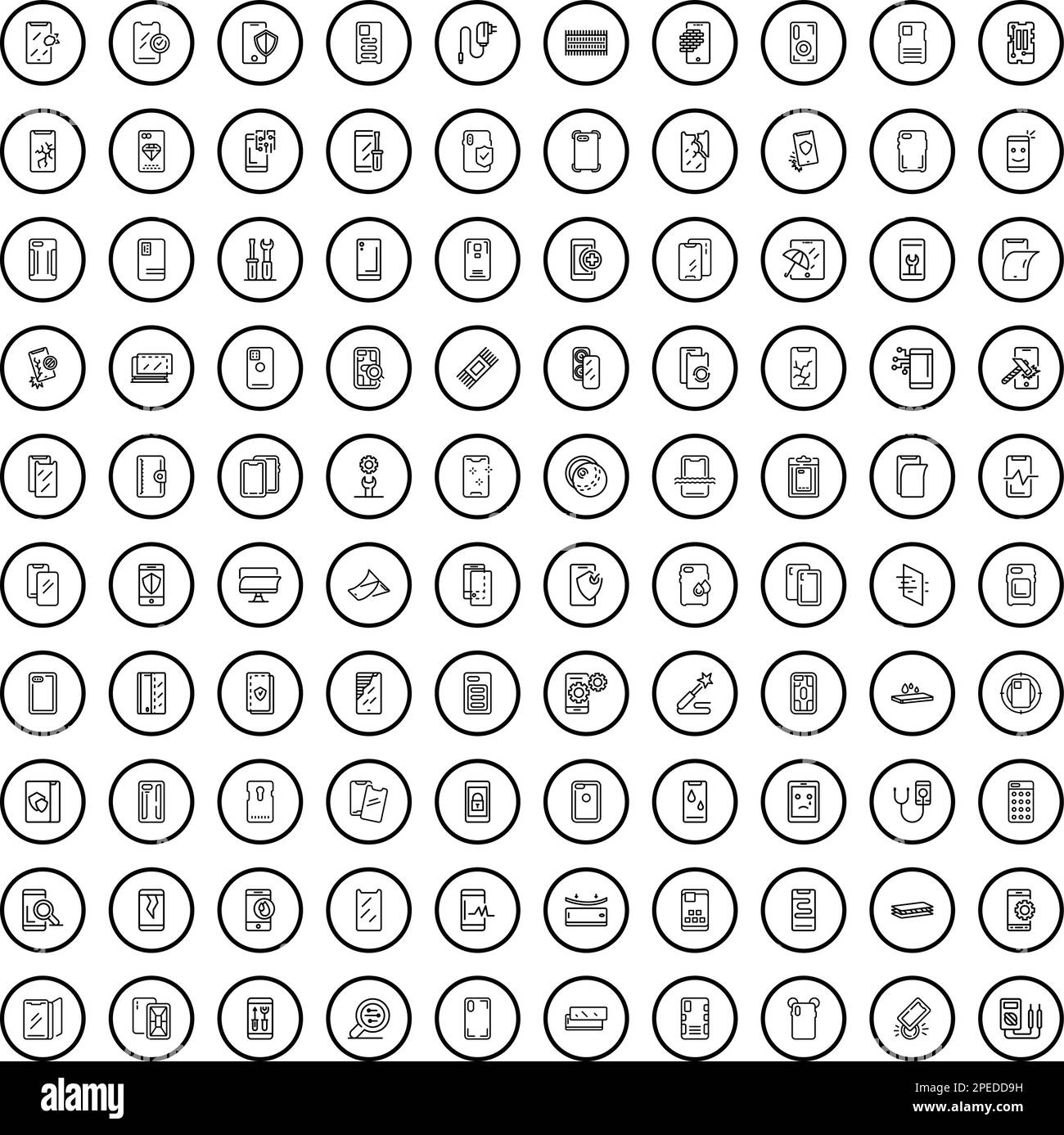 100 case icons set. Outline illustration of 100 case icons vector set ...