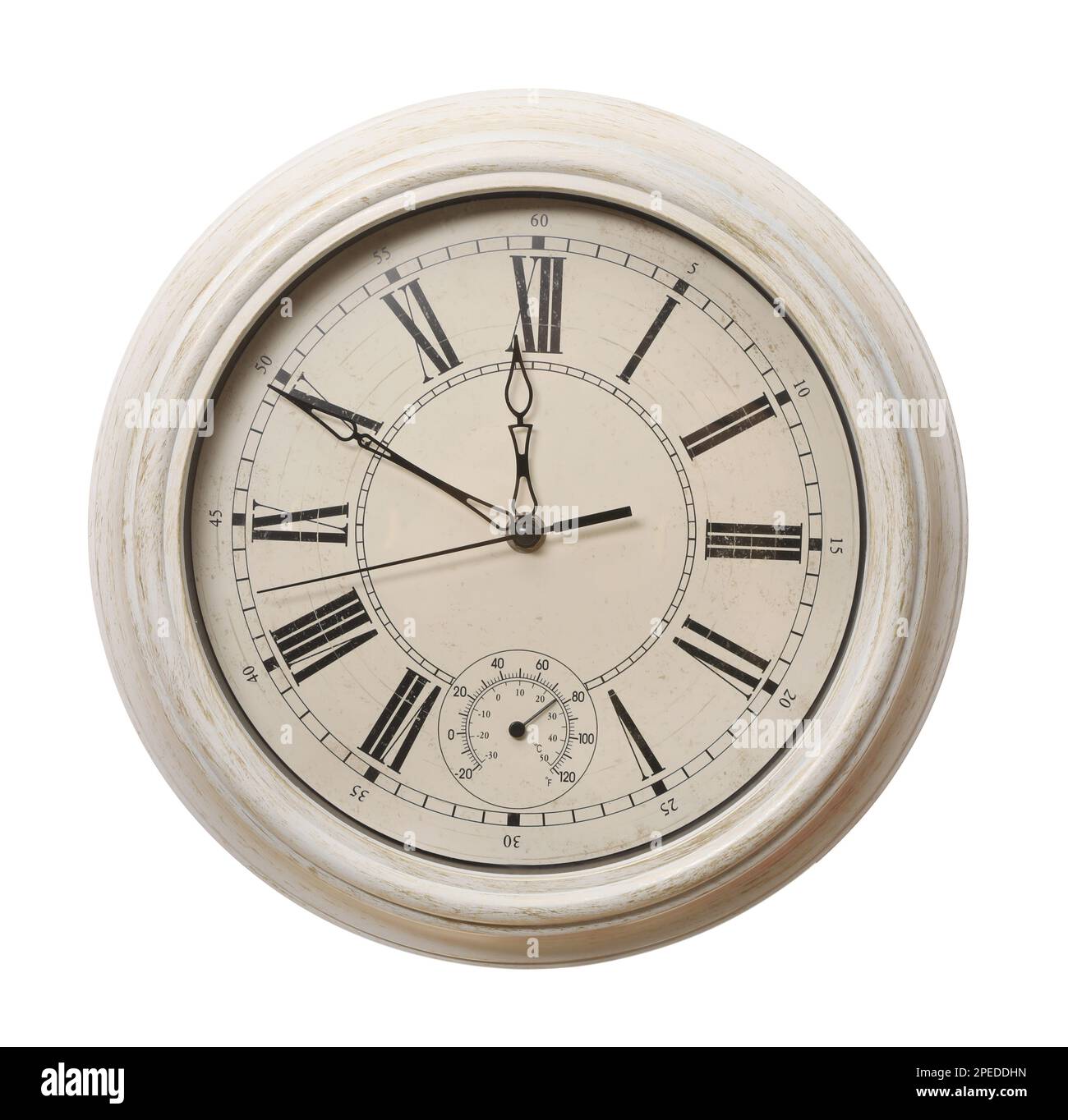 Stylish vintage wall clock isolated on white Stock Photo - Alamy