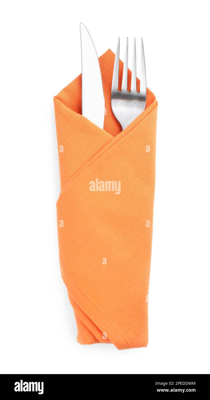 Knife fork wrapped napkin hi-res stock photography and images - Alamy