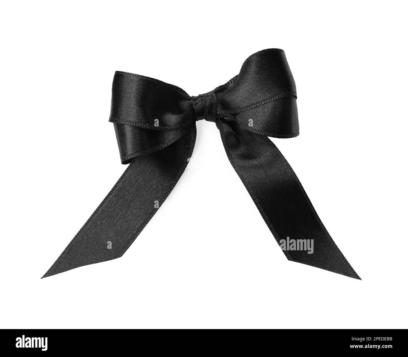 Black satin ribbon tied in bow on white background, top view Stock ...