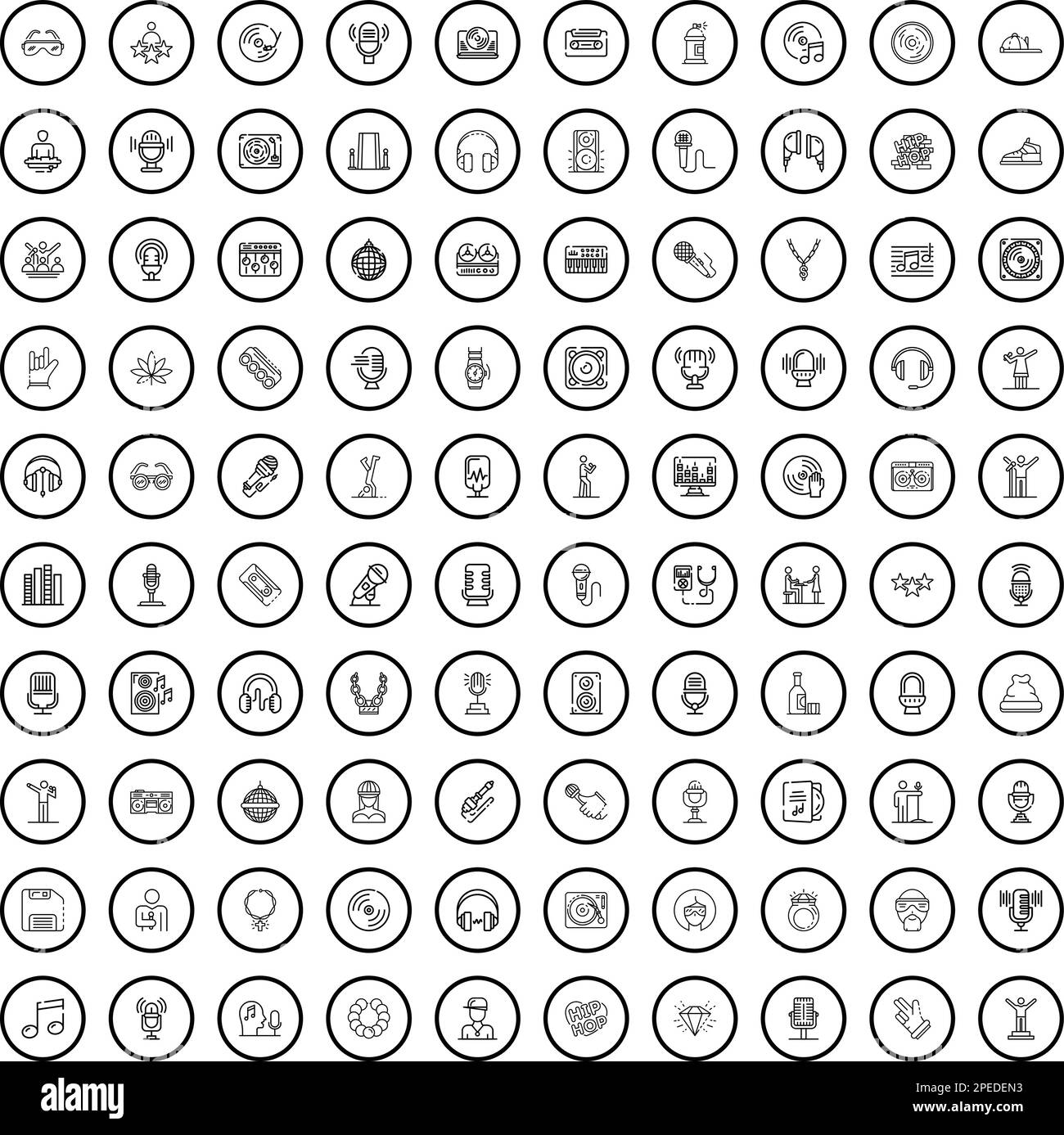 100 music icons set. Outline illustration of 100 music icons vector set ...