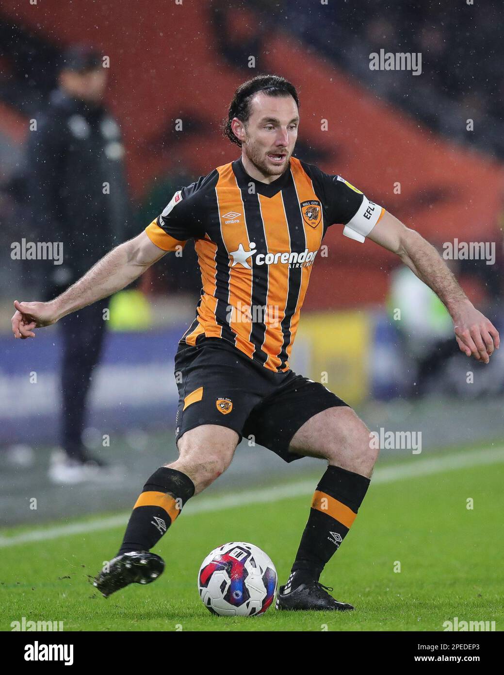 Hull, UK. 15th Mar, 2023. Lewie Coyle #2 of Hull City on the ball ...