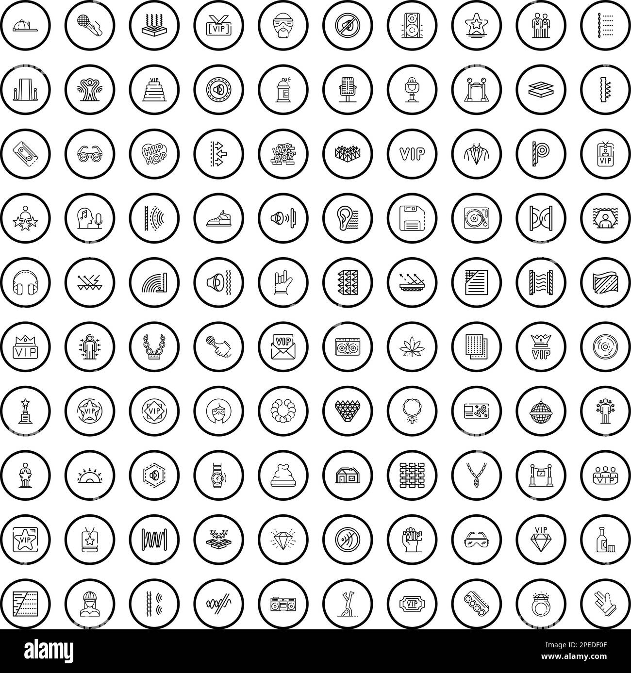 100 music icons set. Outline illustration of 100 music icons vector set ...