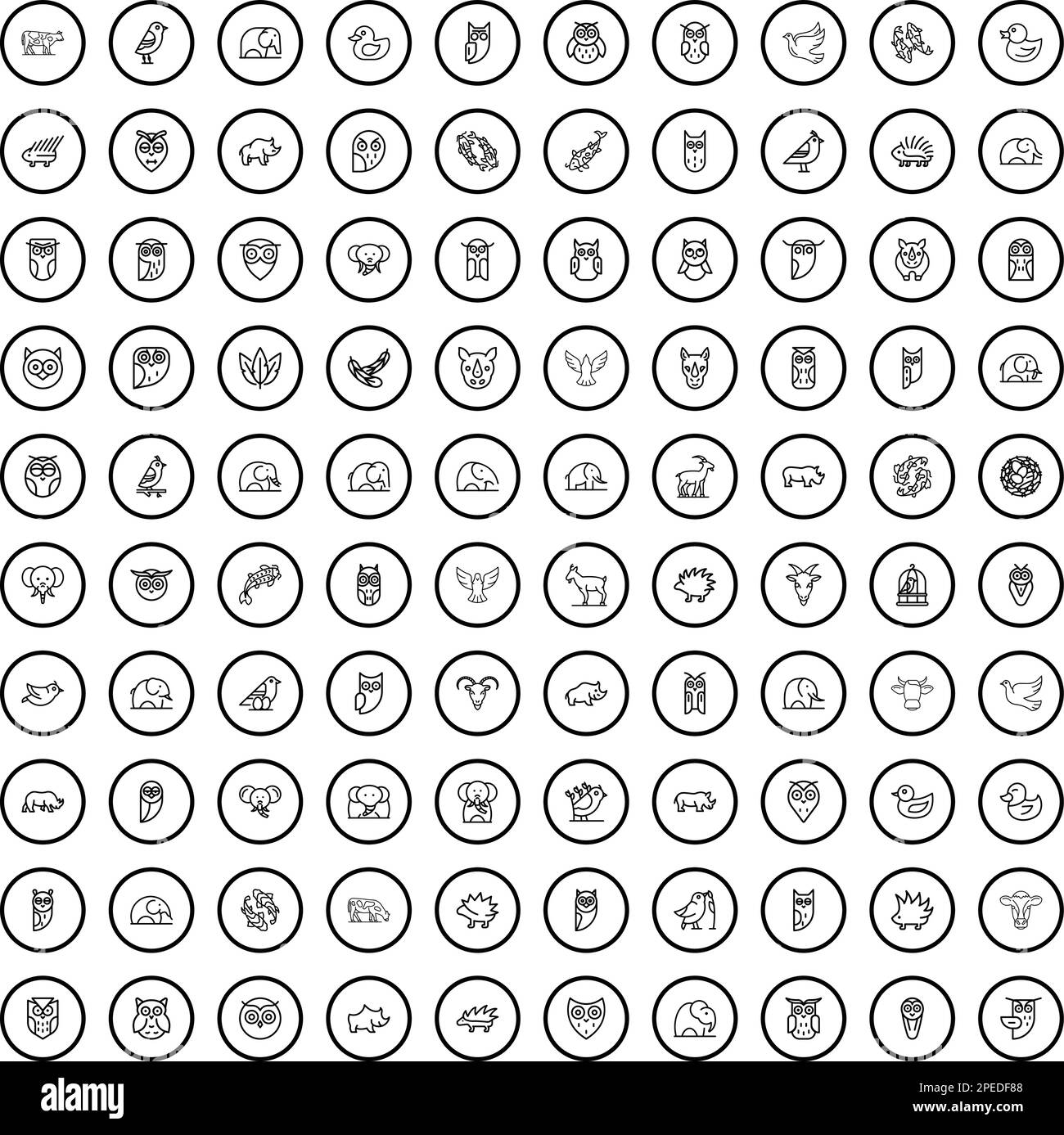 100 animal icons set. Outline illustration of 100 animal icons vector ...