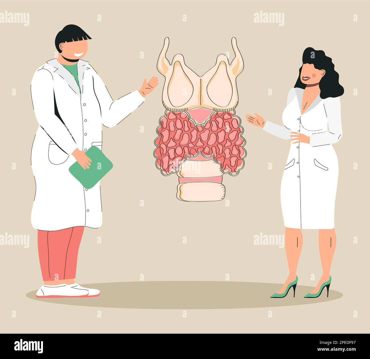 Hypothyroidism concept vector doodle style. Endocrinologists diagnose ...