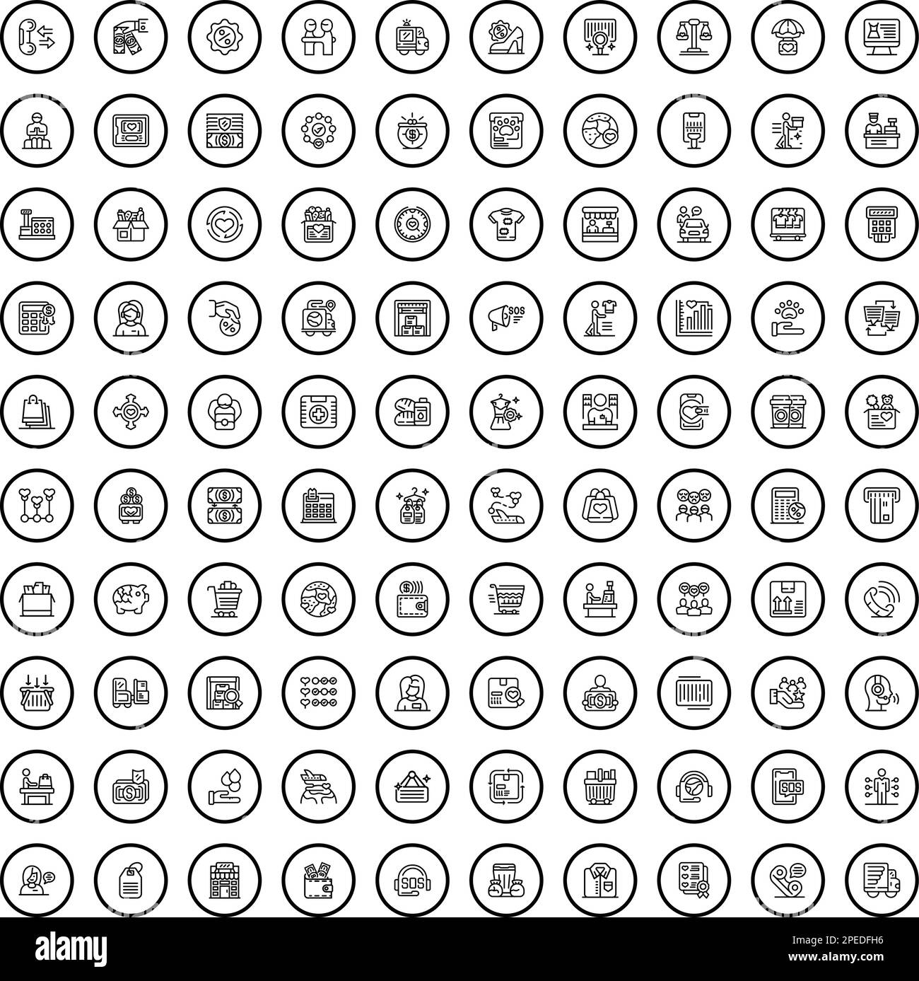 100 assistant icons set. Outline illustration of 100 assistant icons ...