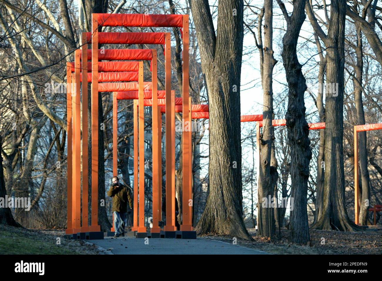 "The Gates" art project line pathways in Central Park, New York, Friday ...