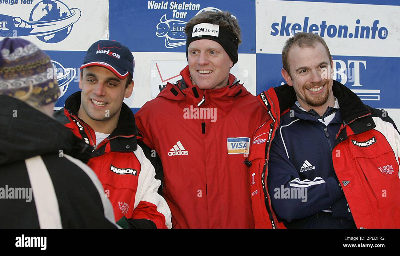 Winners of the men's Skeleton World Cup, from left to right, first ...