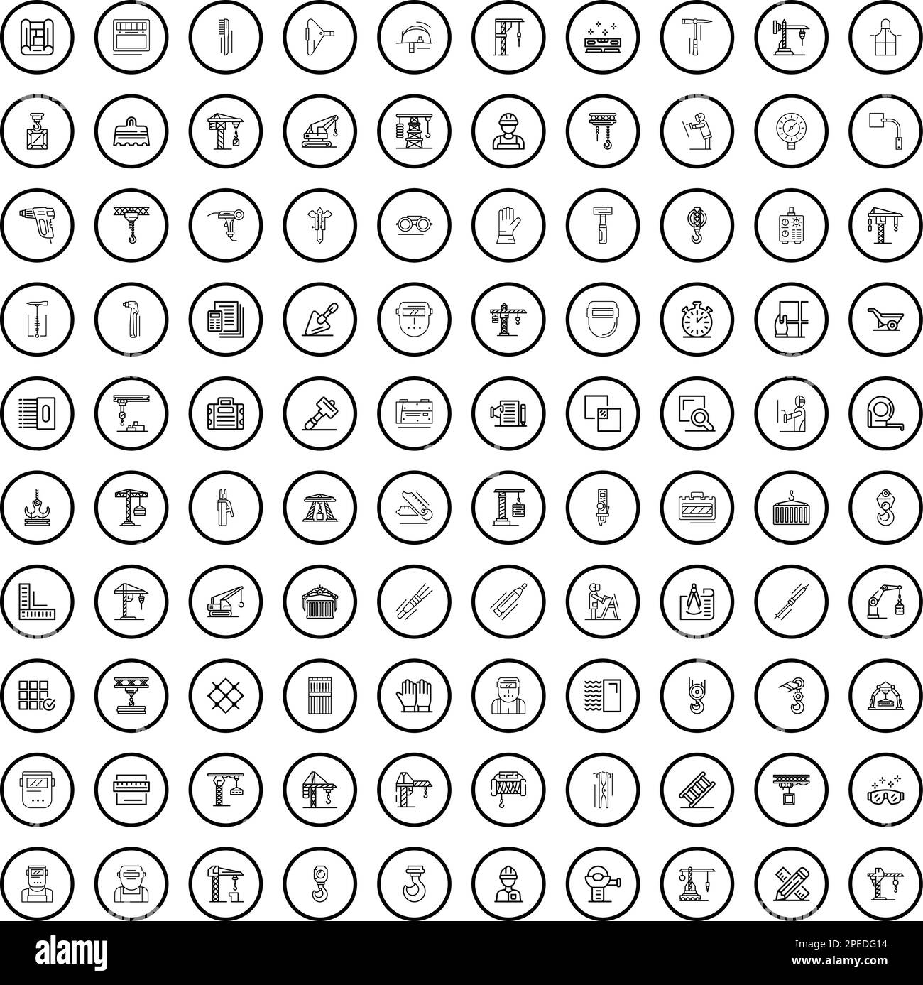 100 construction icons set. Outline illustration of 100 construction icons vector set isolated ...