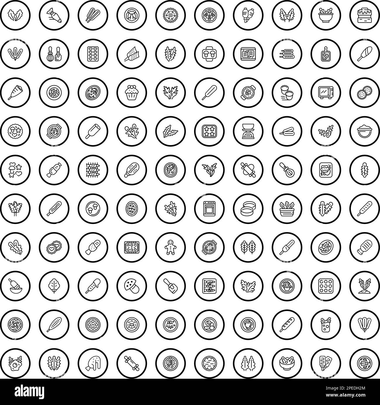 100 cooking icons set. Outline illustration of 100 cooking icons vector ...