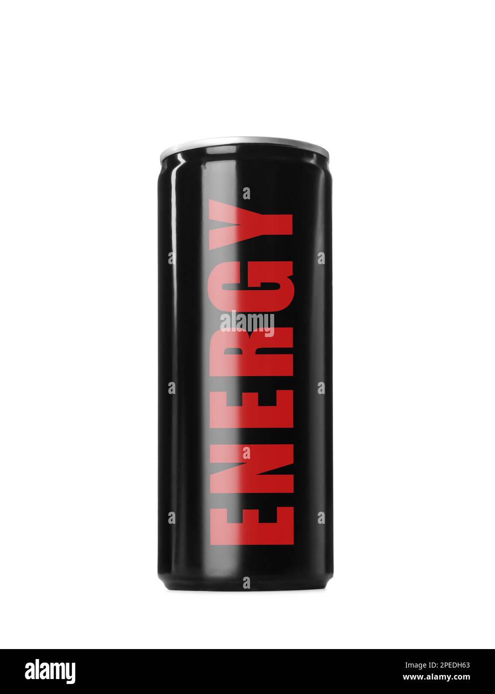 Can of energy drink on white background Stock Photo - Alamy