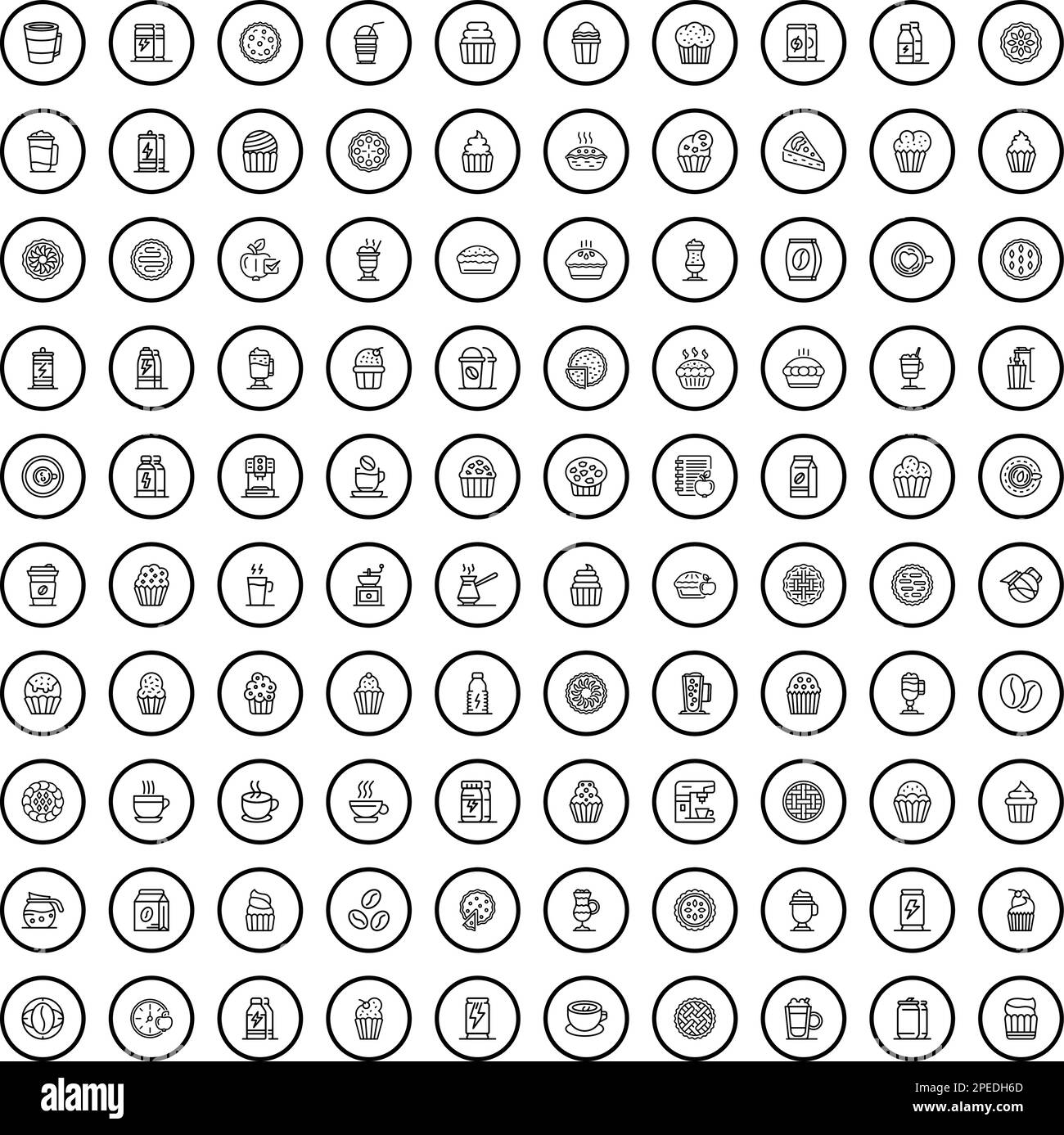 100 cafe icons set. Outline illustration of 100 cafe icons vector set ...