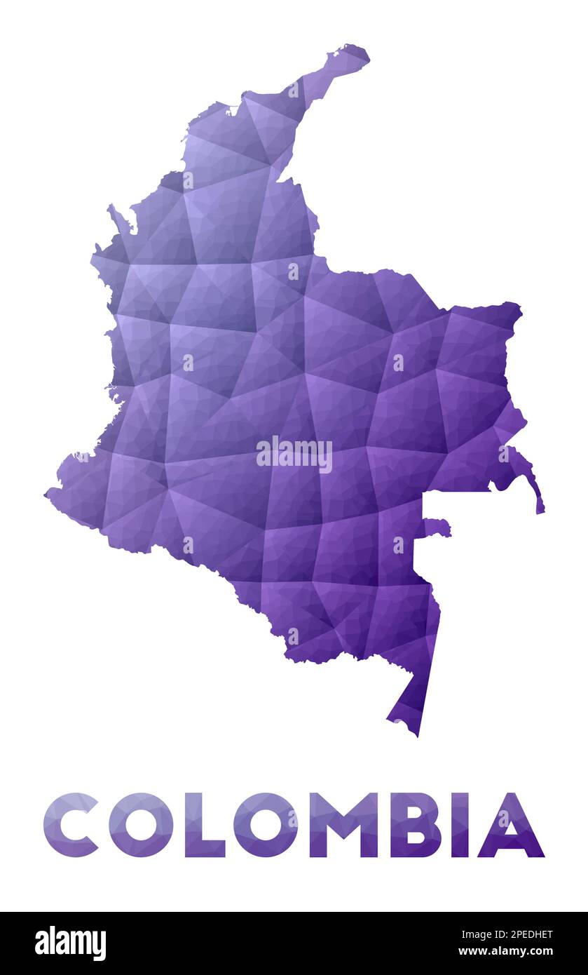 Map of Colombia. Low poly illustration of the country. Purple geometric ...