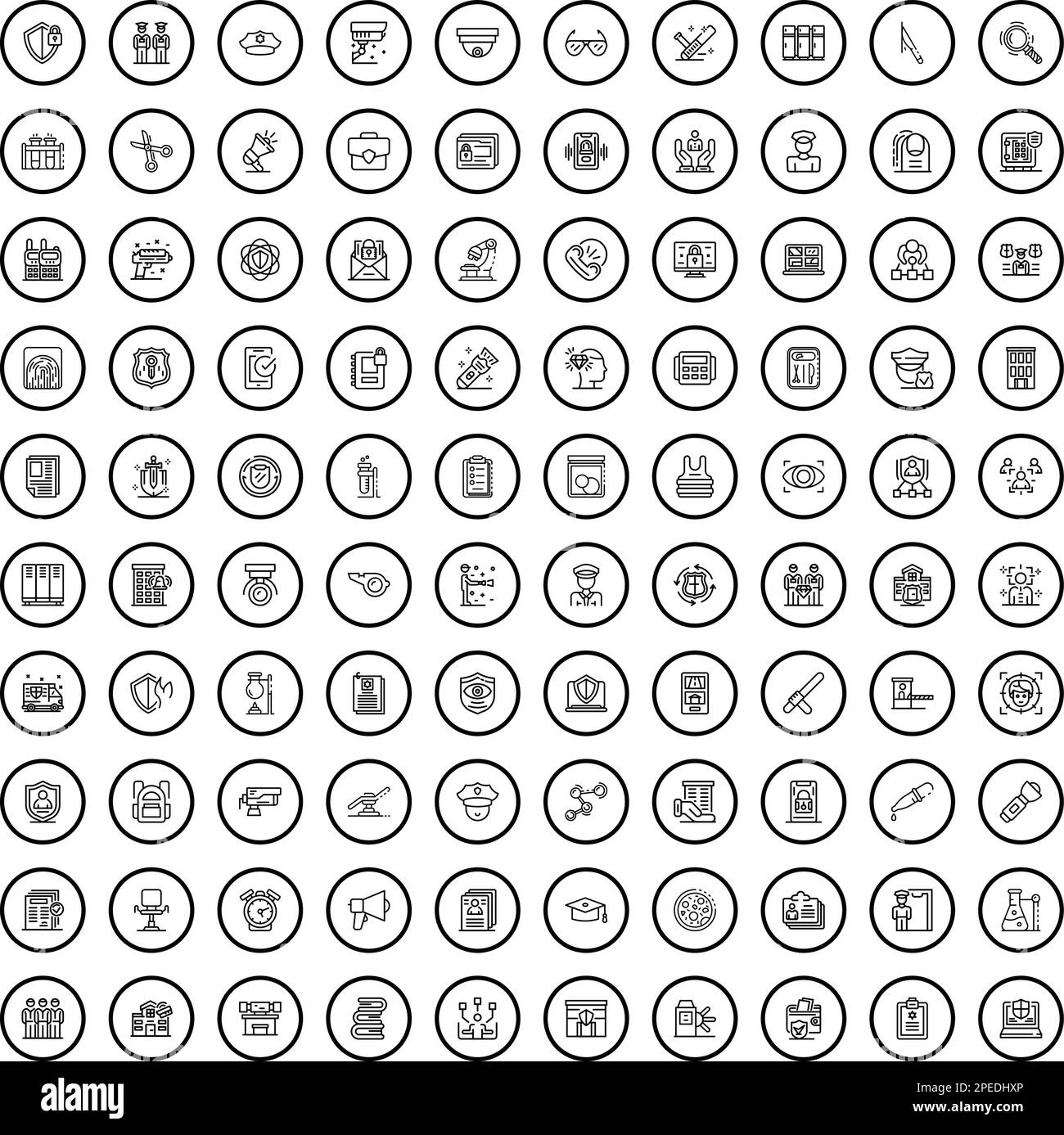 100 officer icons set. Outline illustration of 100 officer icons vector ...