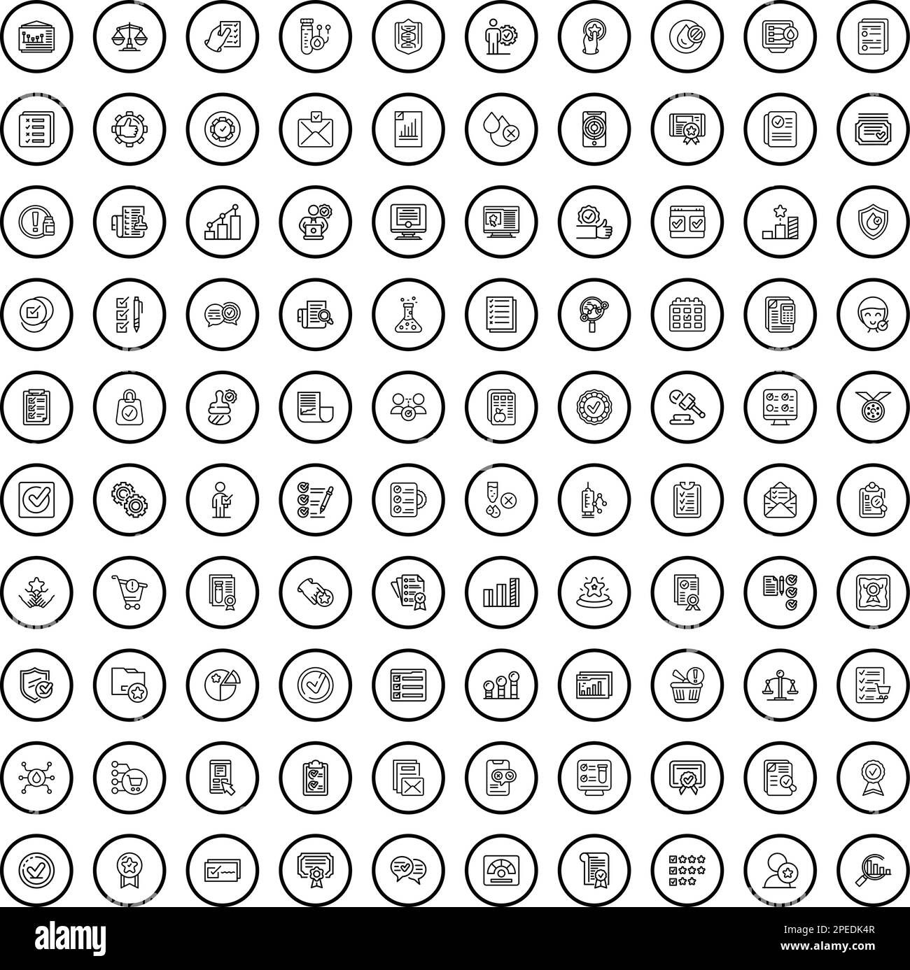 100 quality icons set. Outline illustration of 100 quality icons vector ...