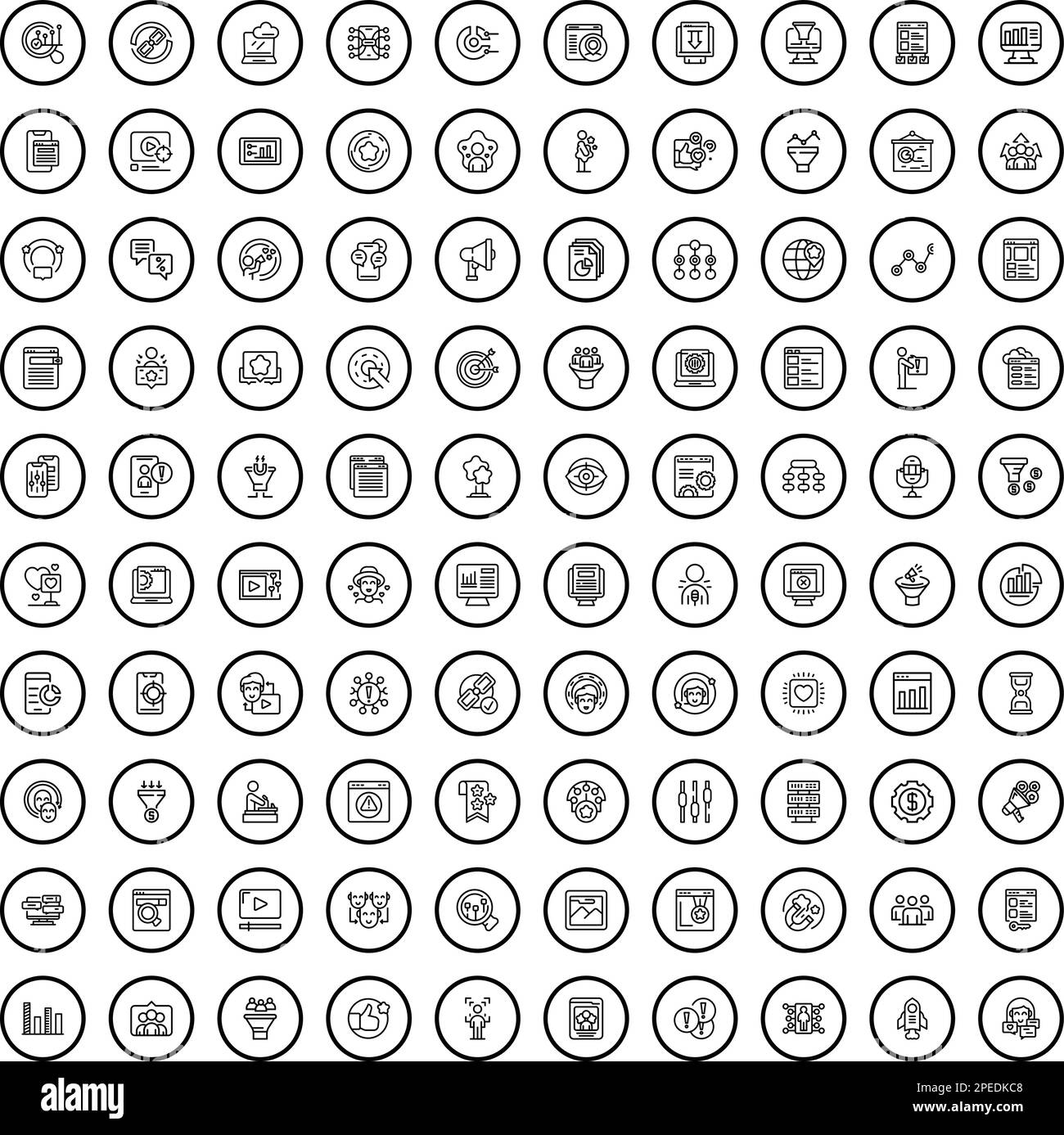100 audience icons set. Outline illustration of 100 audience icons ...