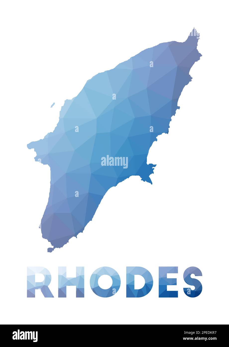 Low poly map of Rhodes. Geometric illustration of the island. Rhodes ...