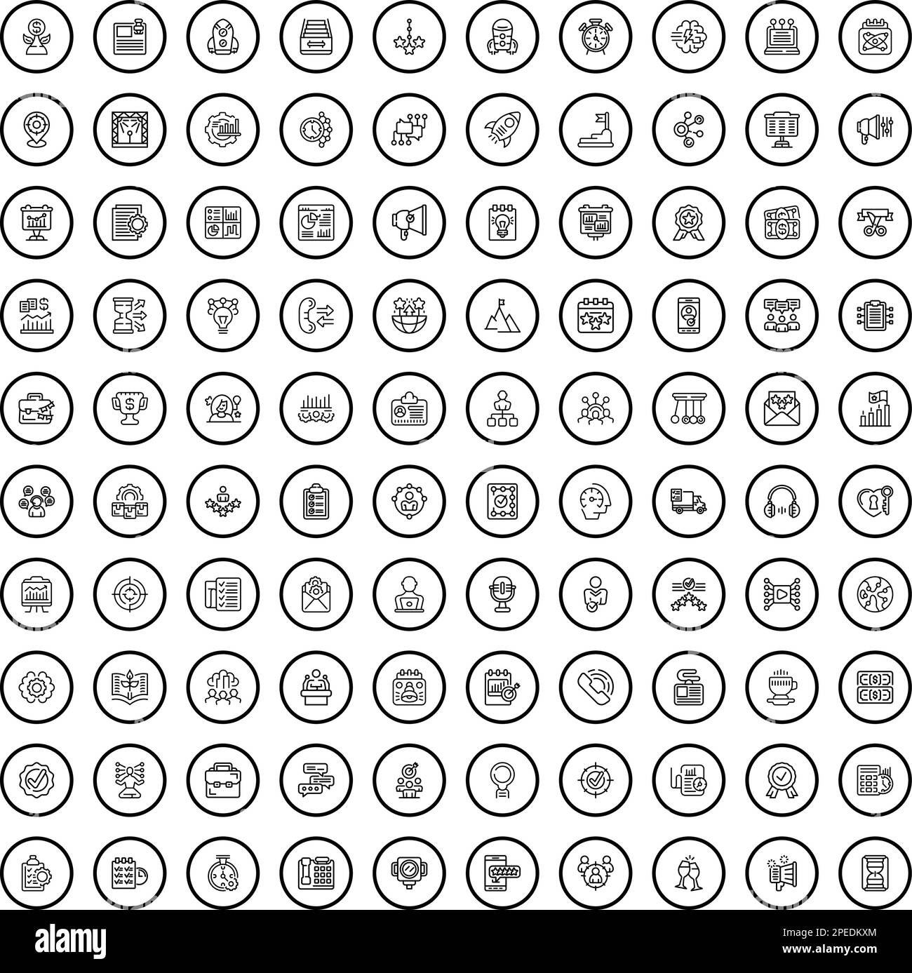 100 development icons set. Outline illustration of 100 development ...