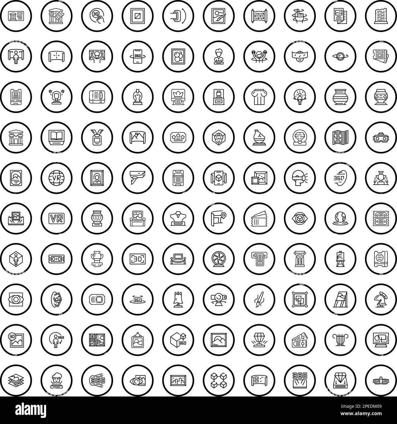 100 exhibition icons set. Outline illustration of 100 exhibition icons vector set isolated on ...