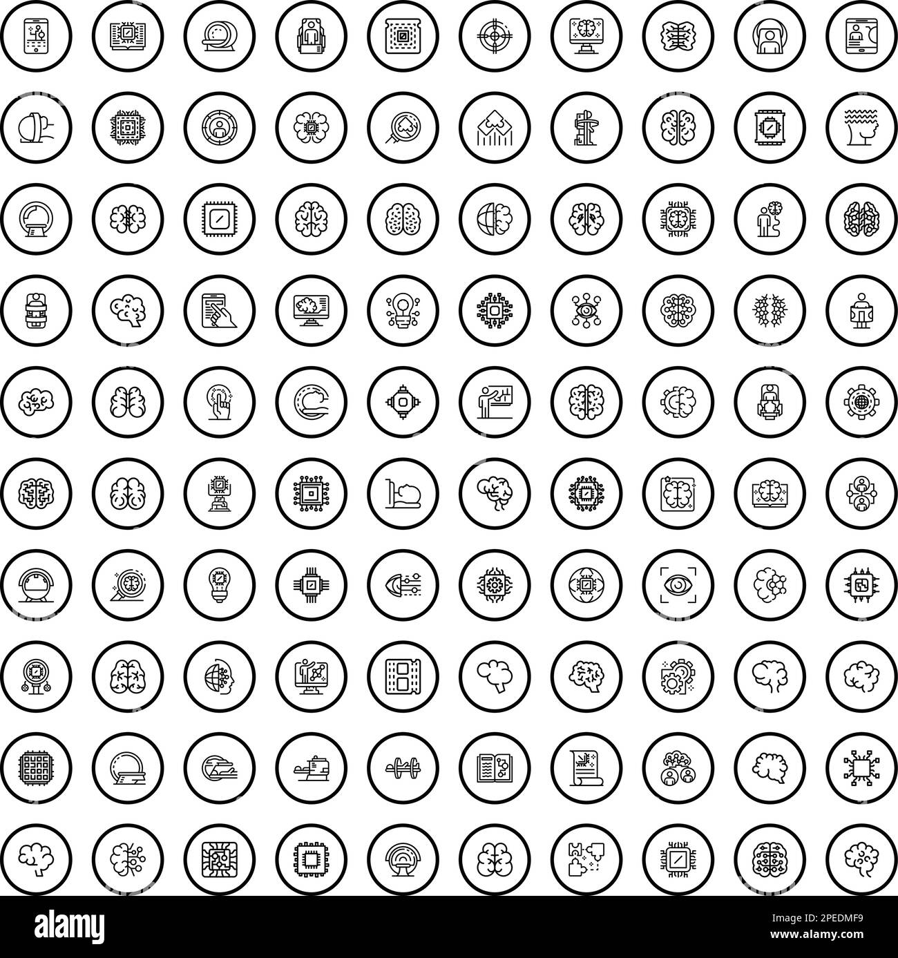 100 science icons set. Outline illustration of 100 science icons vector ...