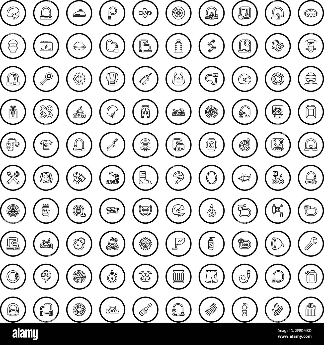 100 bike icons set. Outline illustration of 100 bike icons vector set ...