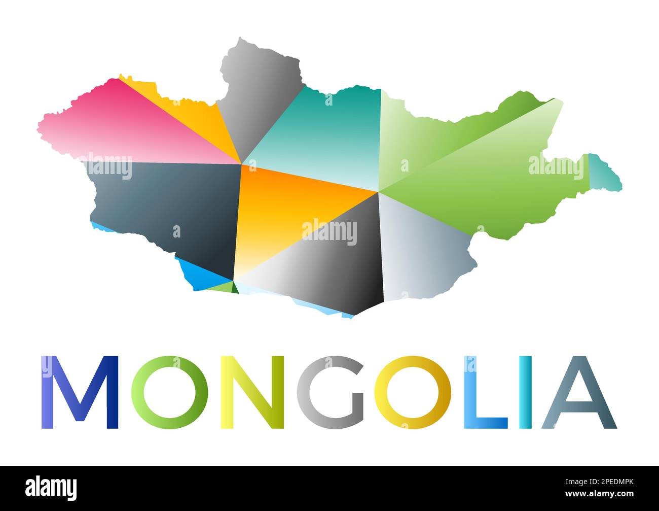 Bright colored Mongolia shape. Multicolor geometric style country logo ...
