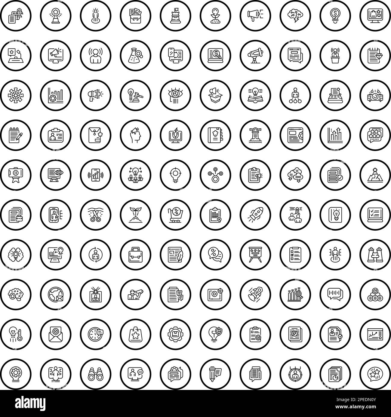 100 creative idea icons set. Outline illustration of 100 creative idea ...