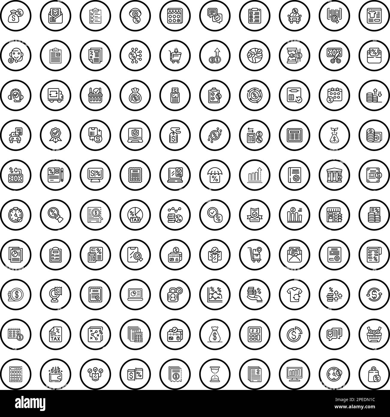 100 credit icons set. Outline illustration of 100 credit icons vector ...