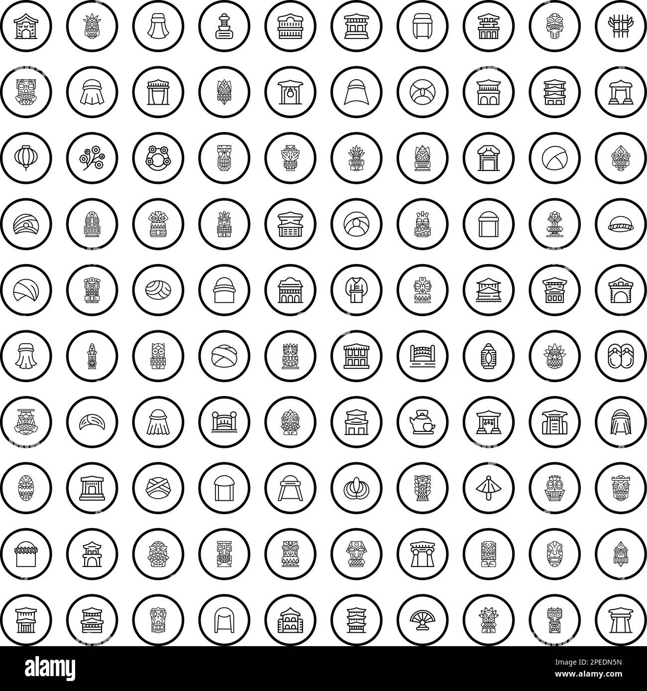 100 culture icons set. Outline illustration of 100 culture icons vector ...