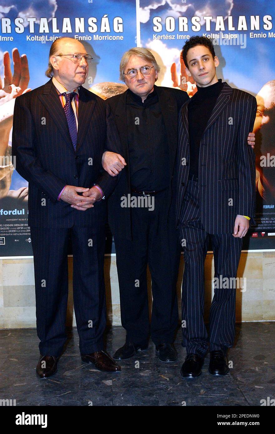 Nobel Prize winner Hungarian writer Imre Kertesz, left, poses with ...