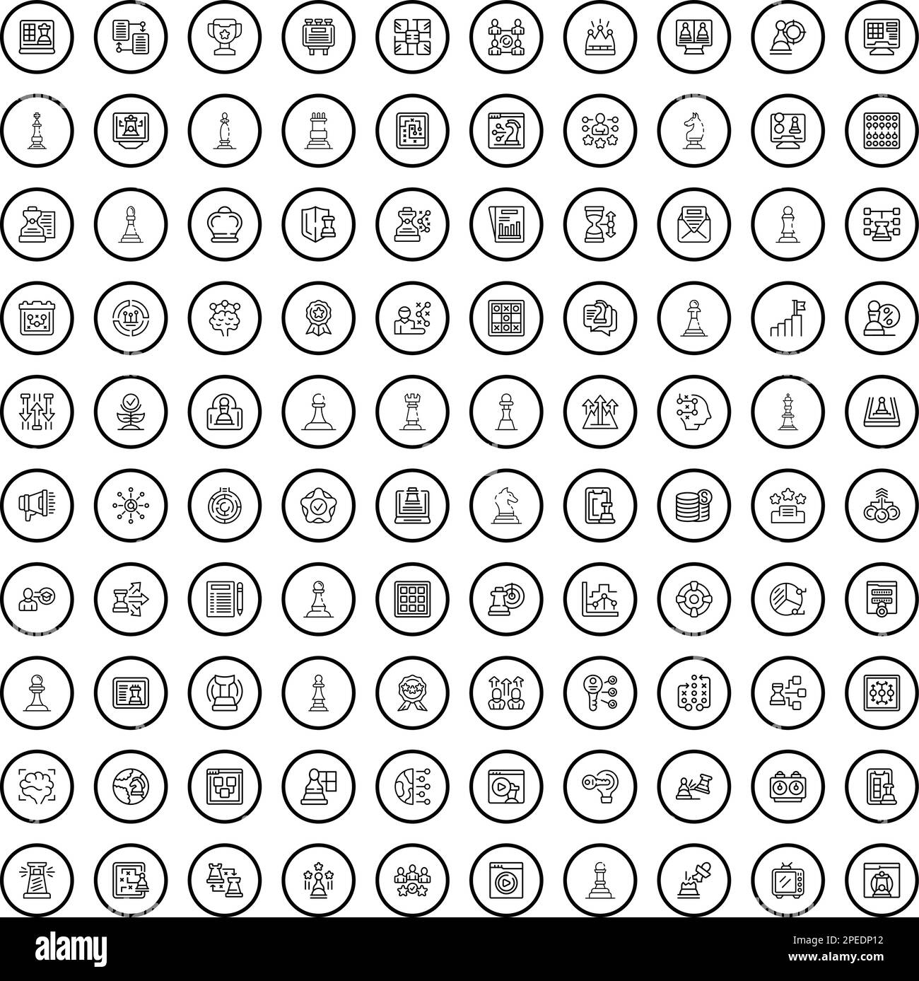 100 chess icons set. Outline illustration of 100 chess icons vector set ... 100 chess icons set. Outline illustration of 100 chess icons vector set ...