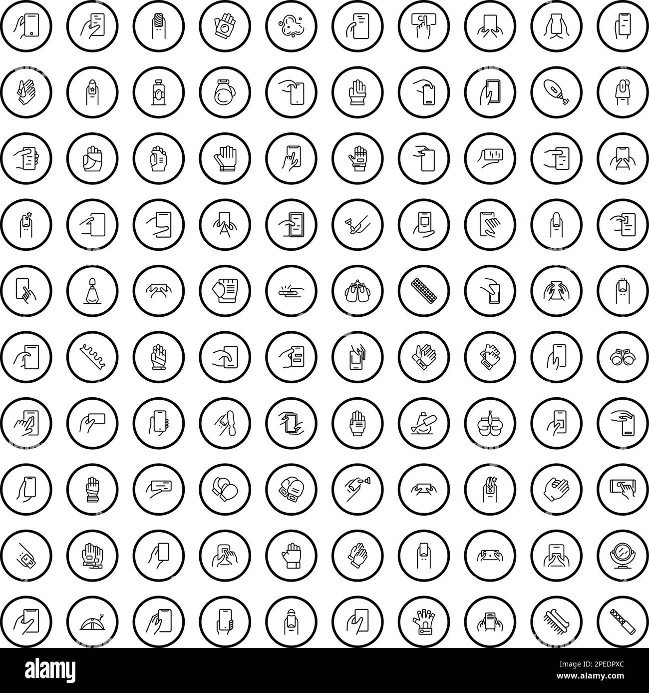 100 hand icons set. Outline illustration of 100 hand icons vector set ...