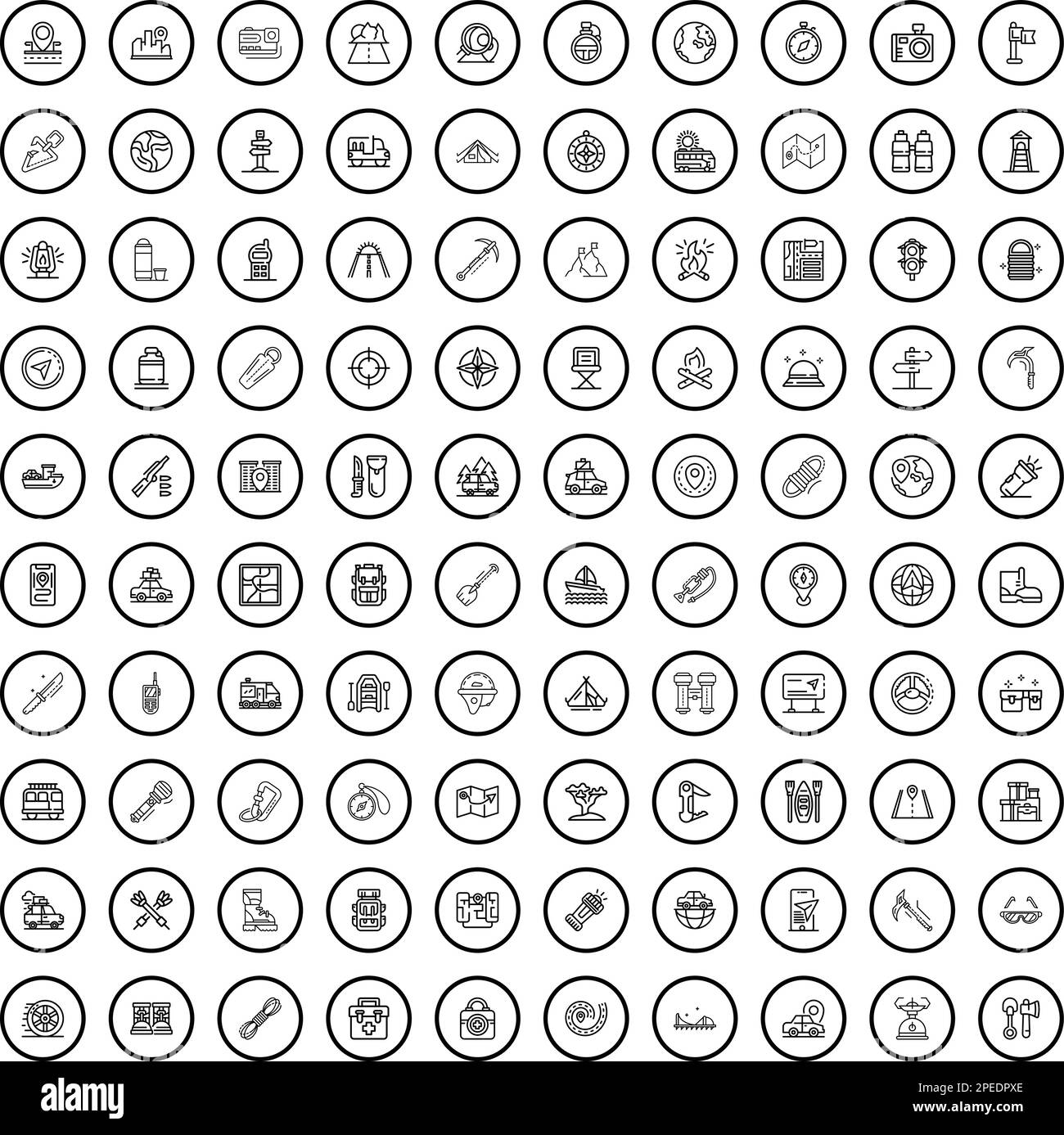 100 hike icons set. Outline illustration of 100 hike icons vector set ...