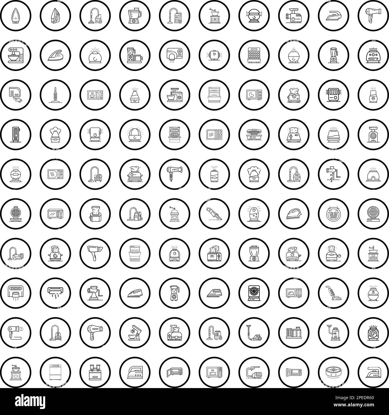 100 house icons set. Outline illustration of 100 house icons vector set ...