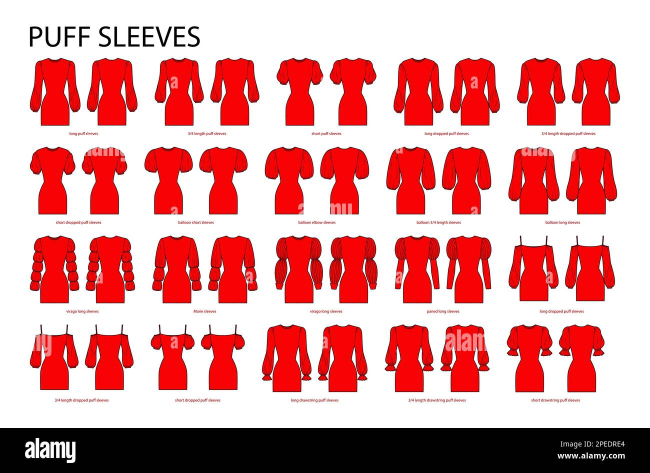 Set of Puff sleeves clothes dropped, baloon, virago, Marie, paned ...