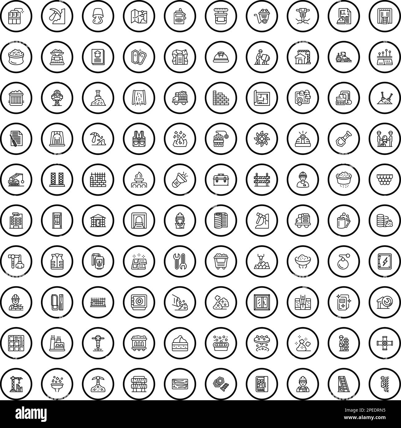100 industry icons set. Outline illustration of 100 industry icons ...
