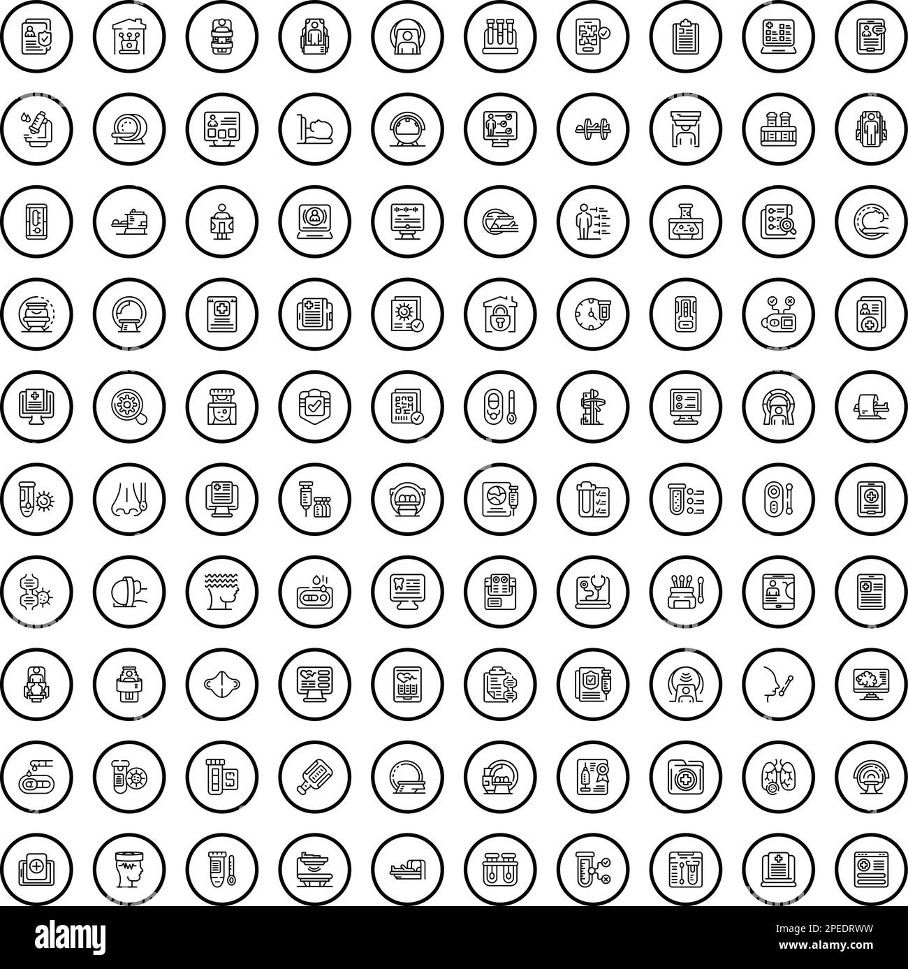 100 diagnostic icons set. Outline illustration of 100 diagnostic icons vector set isolated on ...