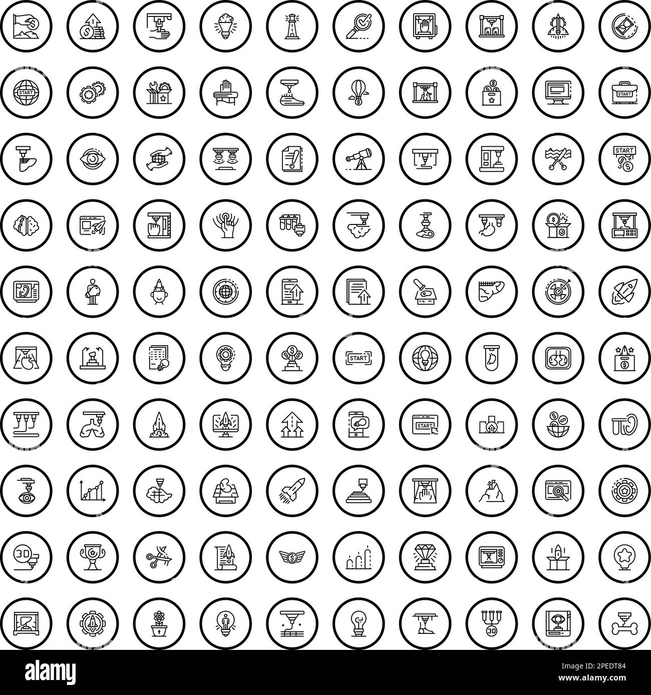 100 innovation icons set. Outline illustration of 100 innovation icons ... 100 innovation icons set. Outline illustration of 100 innovation icons ...