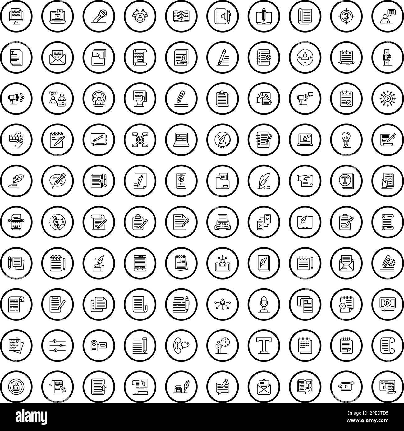 100 writer icons set. Outline illustration of 100 writer icons vector ...